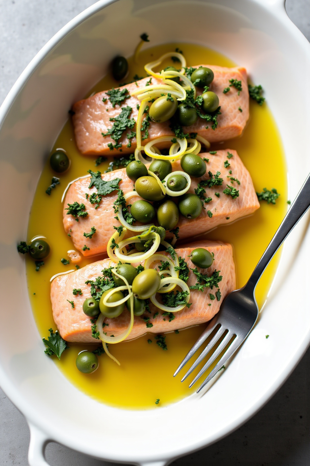 Elegant Olive Oil Salmon Confit with Olive Lemon Gremolata: A ...