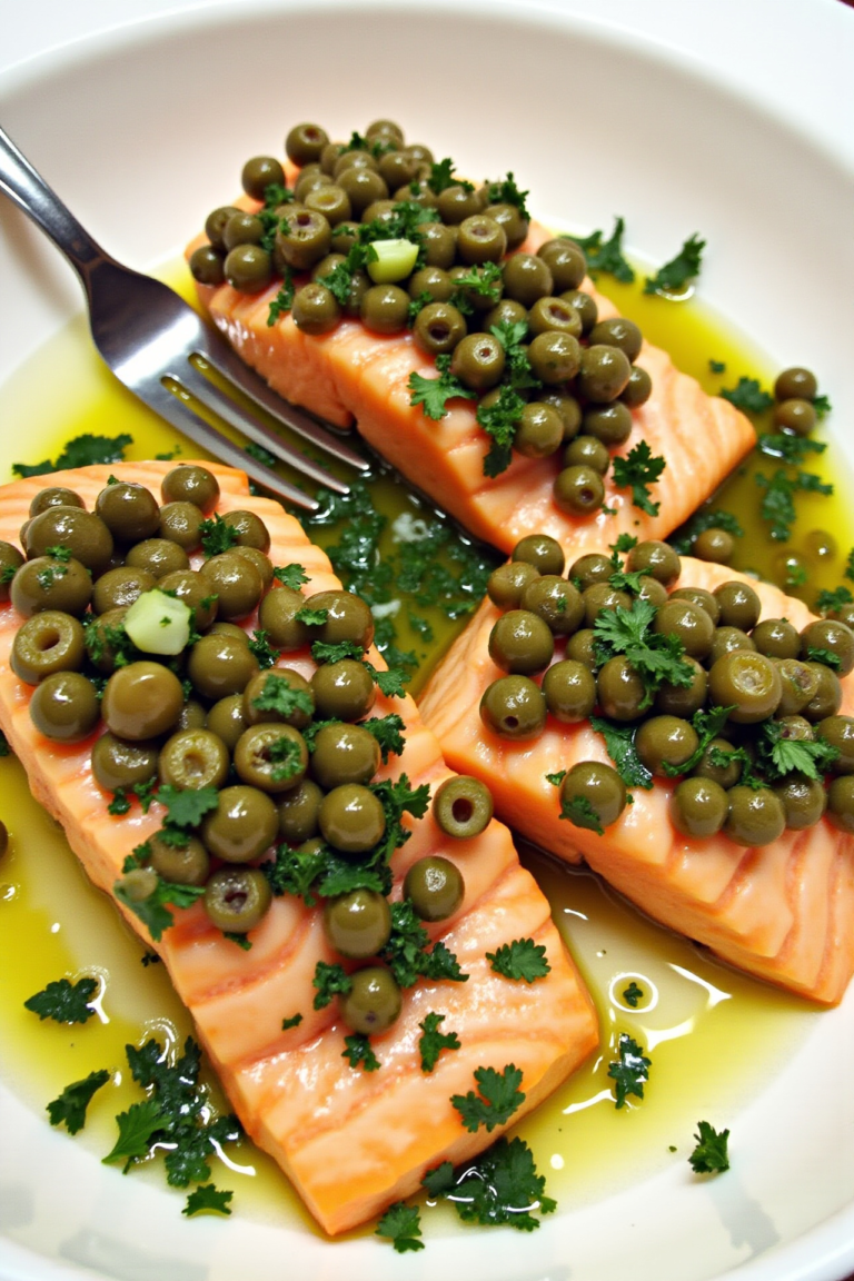 Elegant Olive Oil Salmon Confit with Zesty Olive Lemon Gremolata: A ...